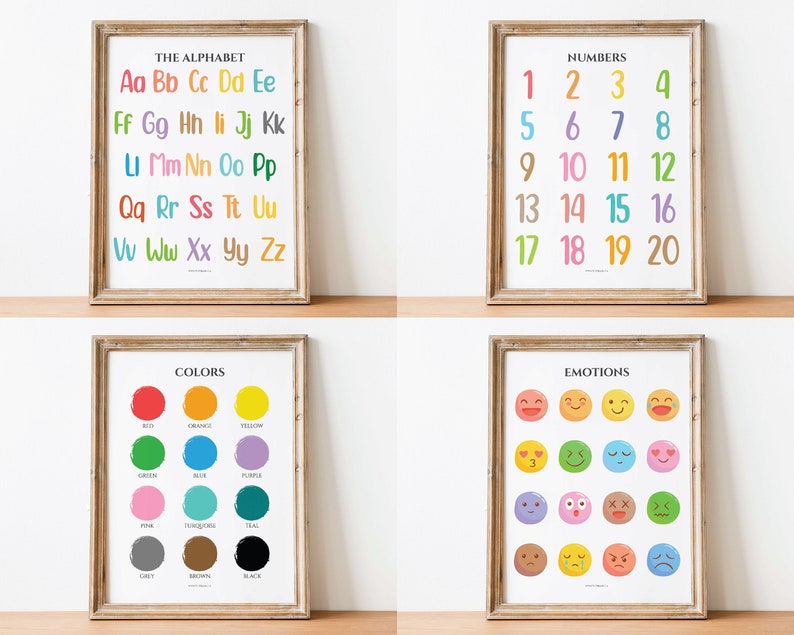 Educational Wall Art Set of 12 Classroom Posters Home School | Etsy