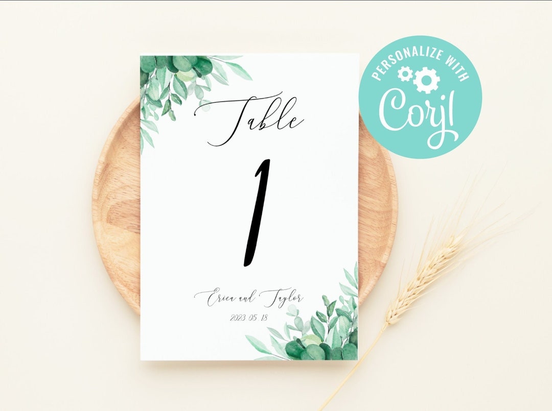 Editable Wedding Table Number Cards Template, Table Number Signs ...
