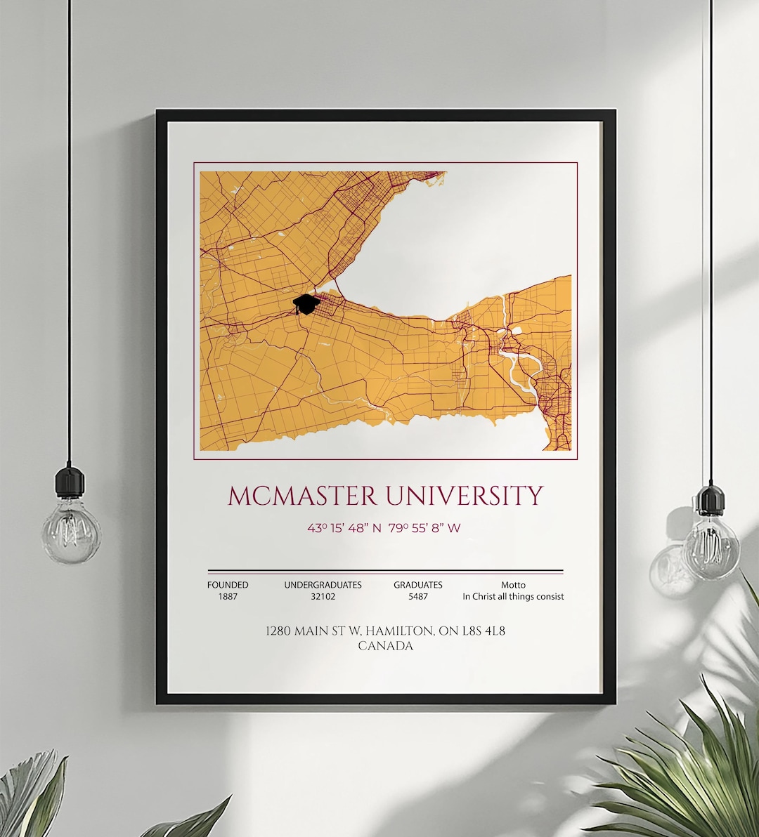 Personalized University Graduation Gift Print, Mcmaster University Map ...