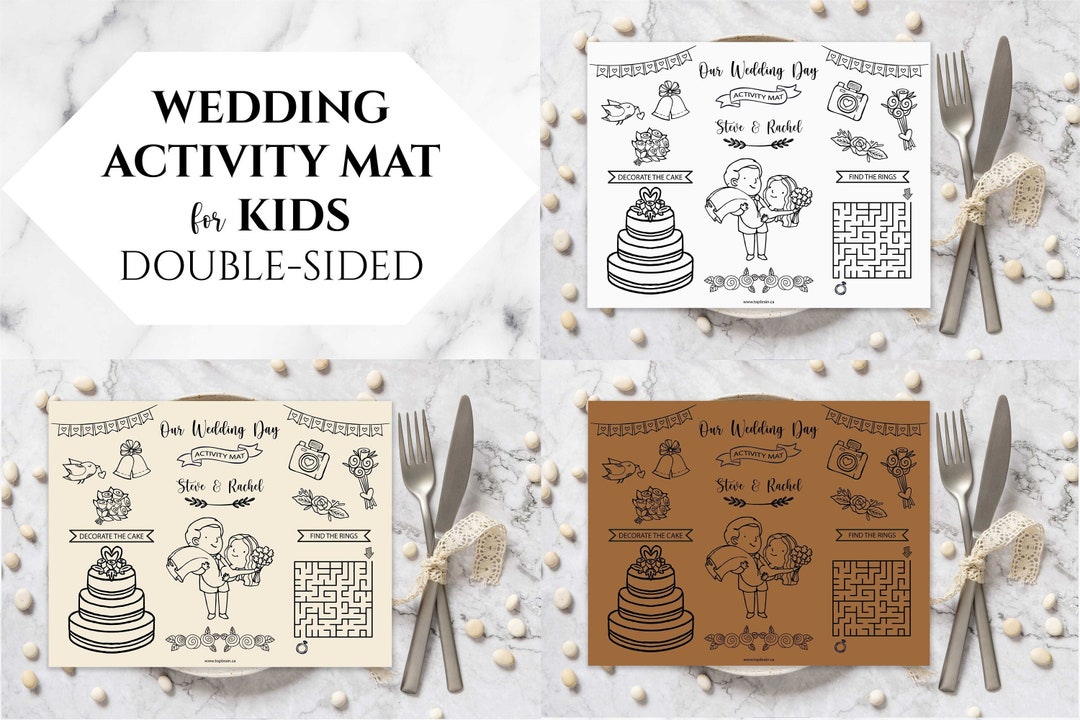 Kids Wedding Activity Mat, Kids Wedding Favors in Bulk, Kids Coloring ...