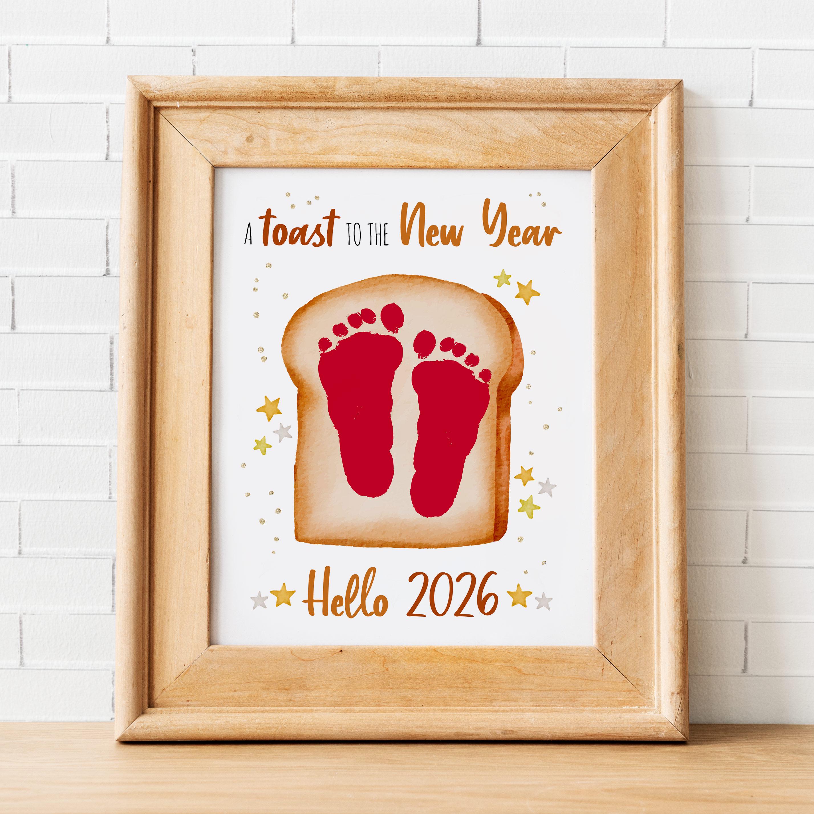 New Years 2026 Art Craft, Handprint Footprint Art, Toast to the New ...