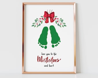 Mistletoe Christmas Footprint Art Craft, Holiday Craft, Preschool ...