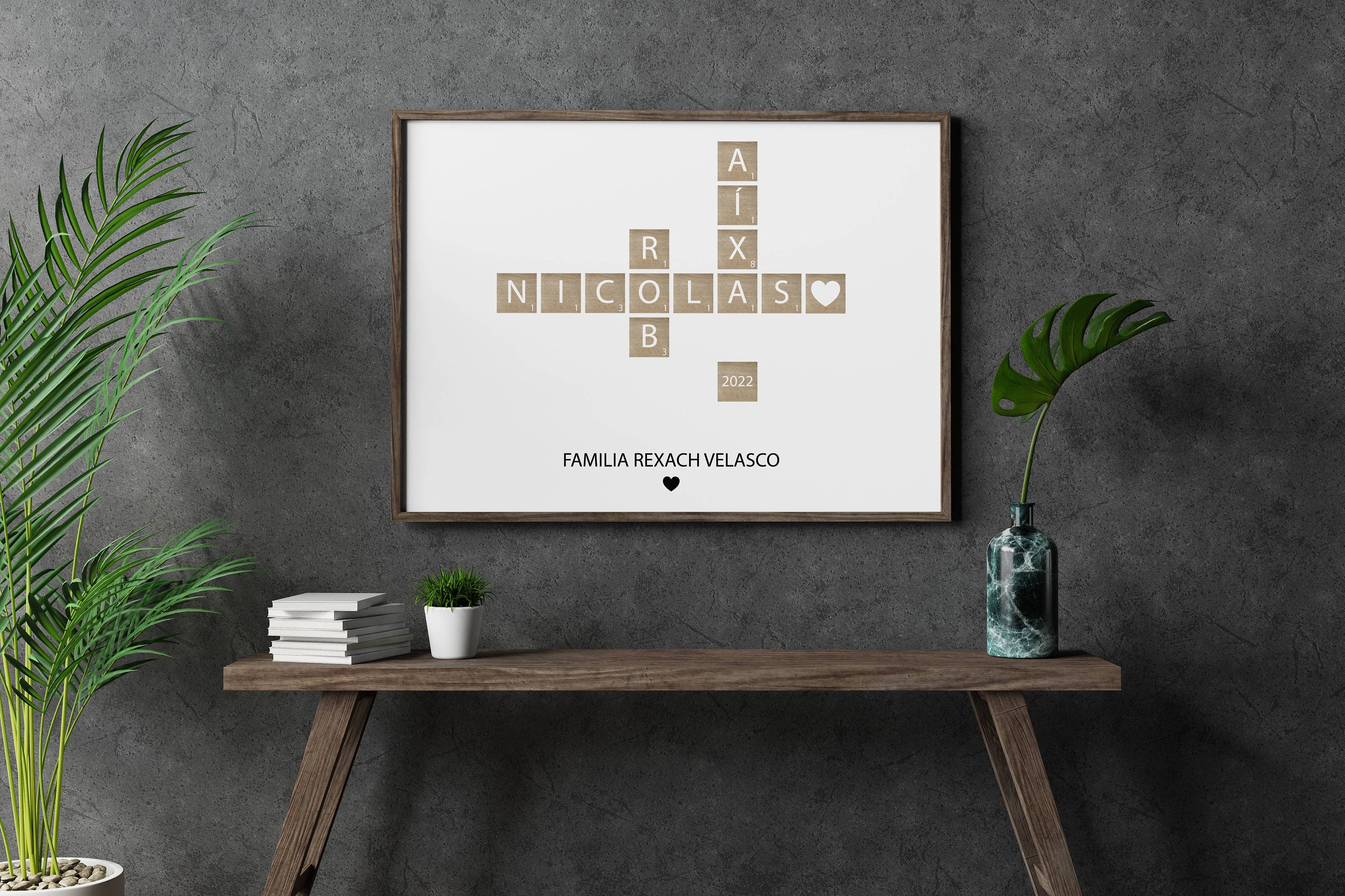 Personalized Family Name Sign Crossword Scrabble Print | Etsy