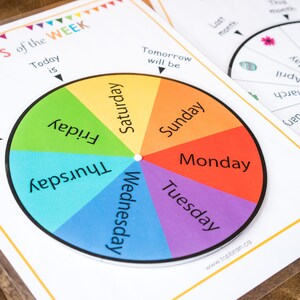 Days of the Week, Month, Year Printable Wheel for Pre-school, Weather ...