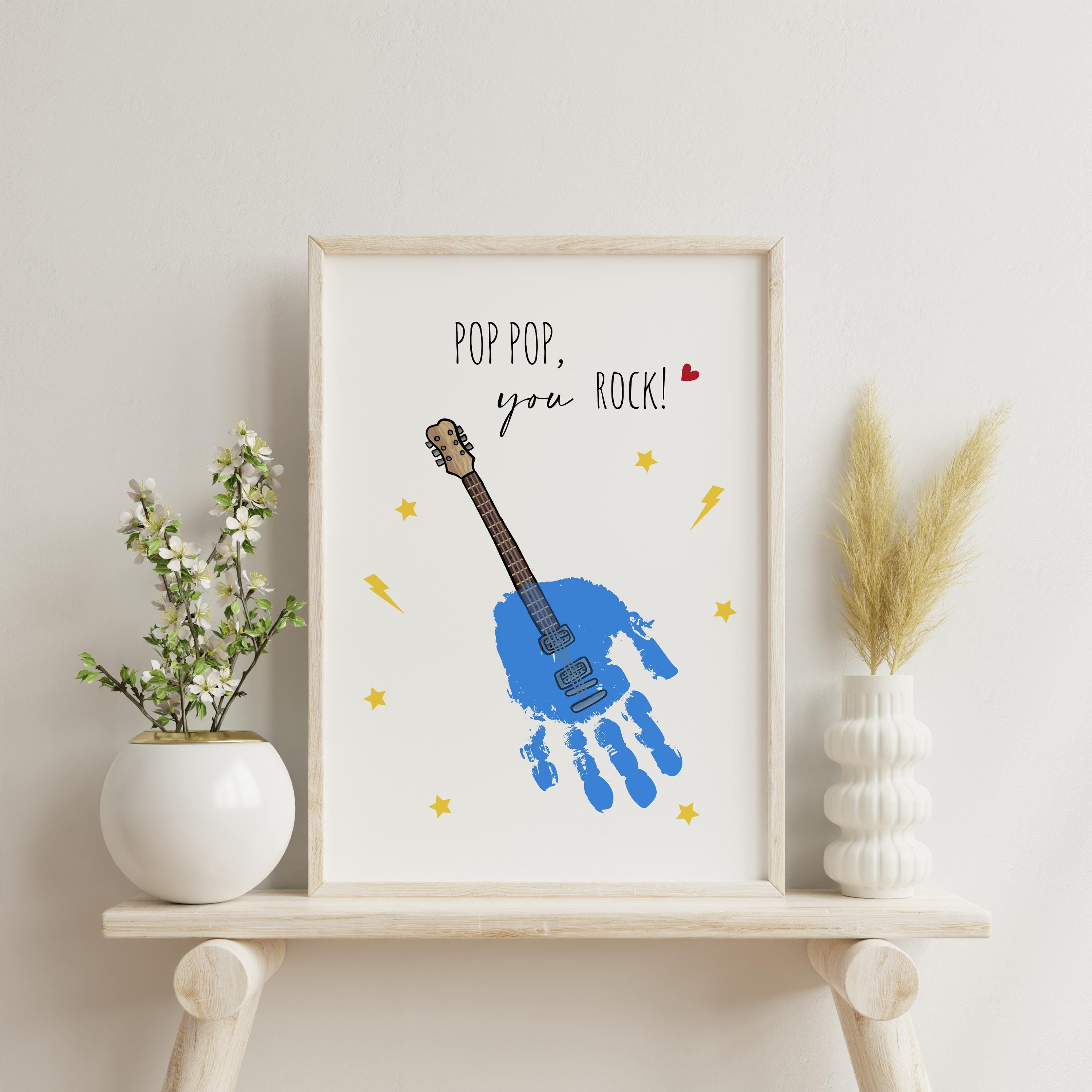 Handprint Art Craft Kids, Pop Pop You Rock, Father's Day Birthday, Kids ...