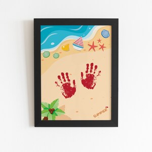 Summer Beach Handprint Footprint Art Craft, Gift for Mom, DIY Baby Kids ...