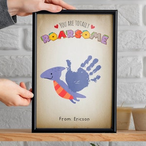 ROARSOME Dinosaur Handprint Art Craft, Mom Dad Birthday Gift, Mother's ...