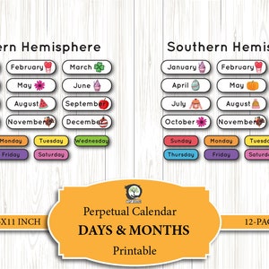Printable Perpetual Calendar for Kids Circle Time Board, Preschool ...
