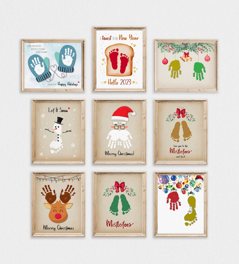 Christmas Handprint Footprint Art Craft Set of 9 Christmas - Etsy