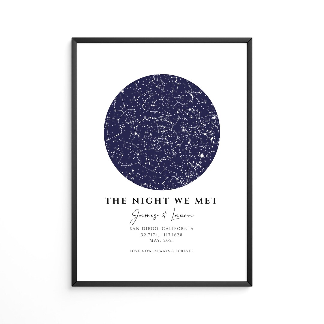 Digital Custom Star Map by Date, Custom Star Map, Engagement Where We ...