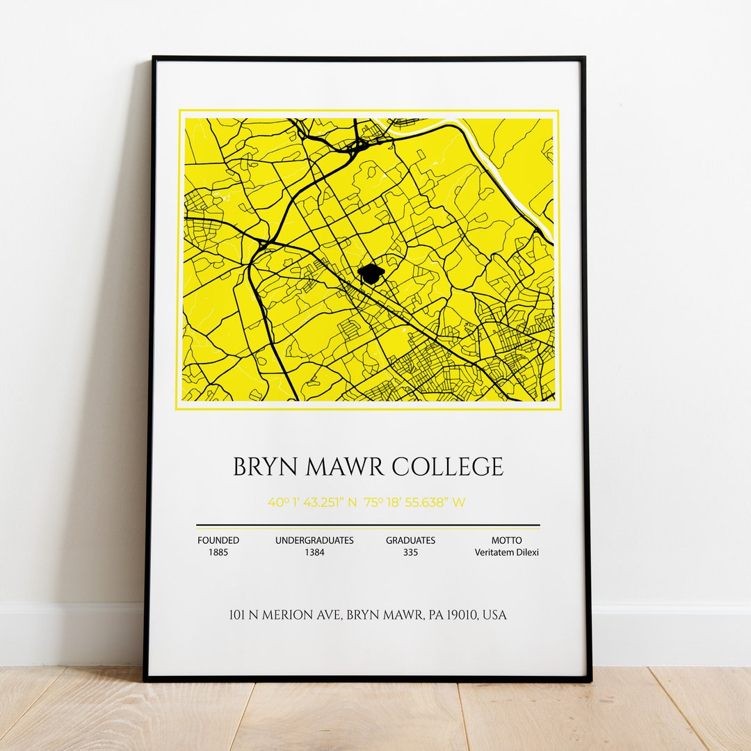 Personalized Bryn Mawr College Map Print, Graduation Gift (digital File ...
