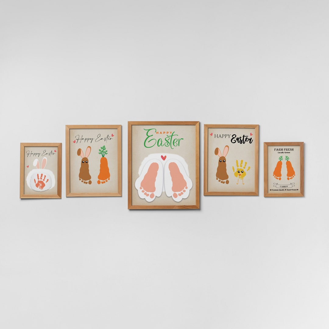 Bunny Chick Easter Handprint Footprint Art Craft Set of 6 1 - Etsy