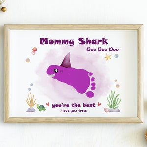 Mommy Shark Handprint Footprint Art Craft, Kids DIY Gift for Mum ...
