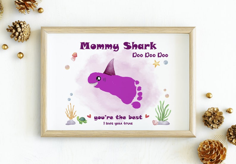 Mommy Shark Handprint Footprint Art Craft, Kids DIY Gift for Mum ...