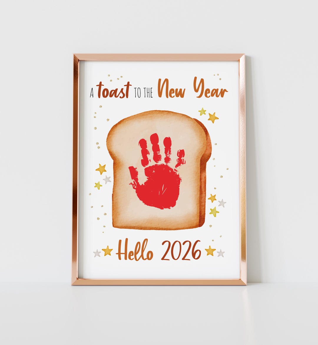 New Years 2026 Art Craft, Handprint Footprint Art, Toast to the New ...