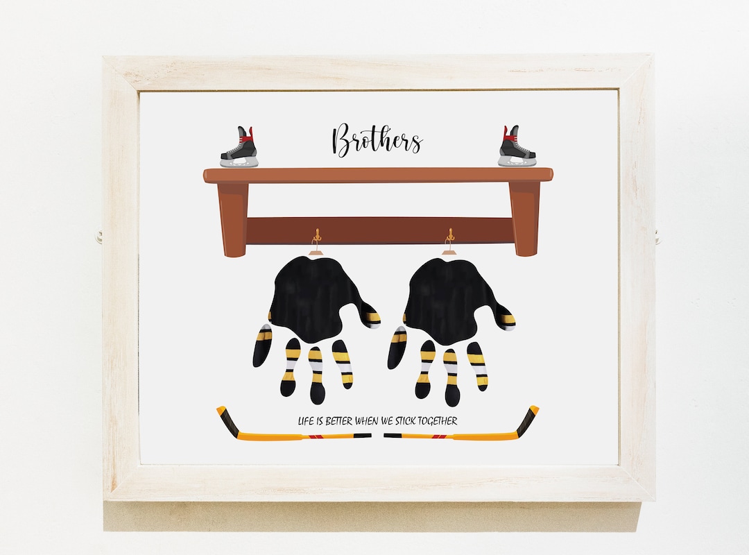 DIY Hockey Brothers Handprint Footprint Art Craft Kids DIY Hockey Gift ...