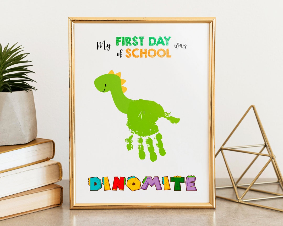 First Day of School Dinosaur Handprint Art Craft, Back to School ...