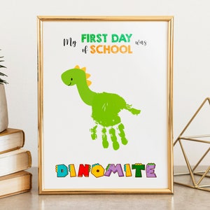 First Day of School Dinosaur Handprint Art Craft, Back to School ...