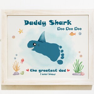 Daddy Shark Handprint Footprint Art Craft, Kids DIY Gift for Dad ...