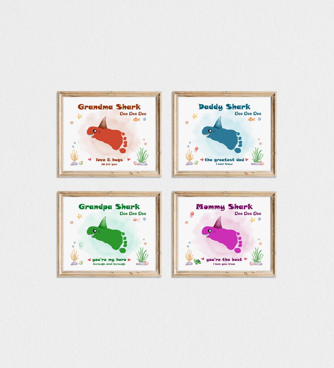 Shark Family Handprint Footprint Art Craft, Kids DIY Gift for ...