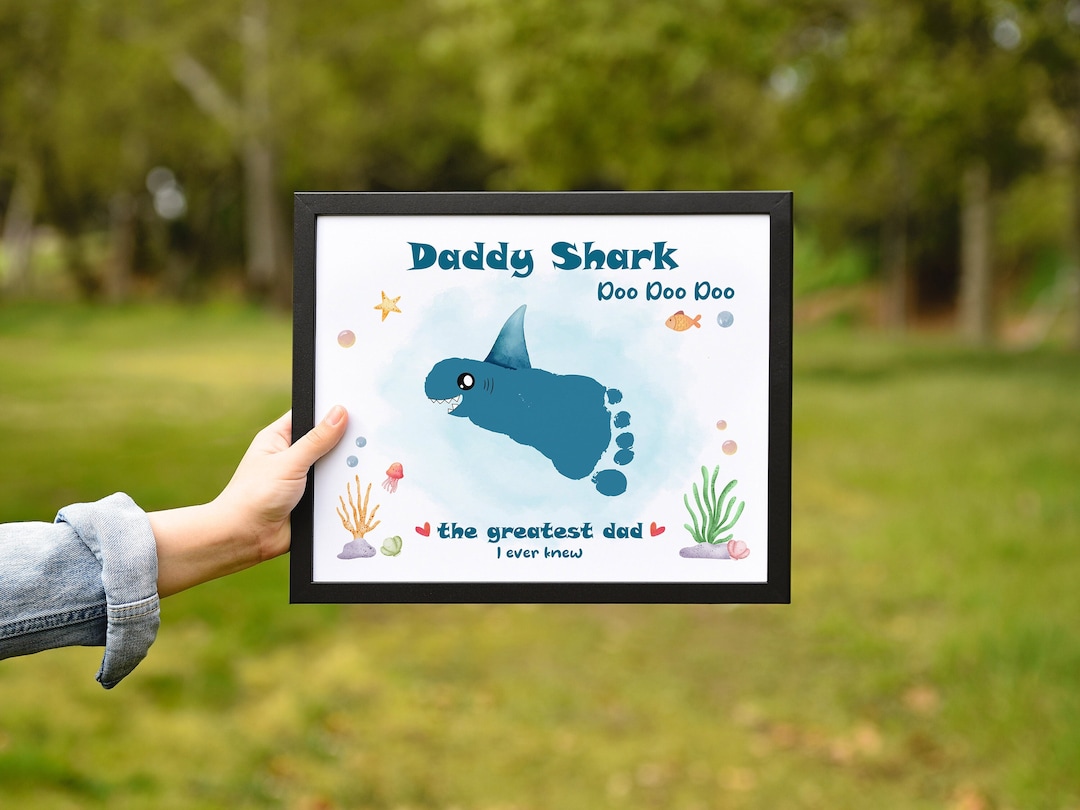 Daddy Shark Handprint Footprint Art Craft, Kids DIY Gift for Dad ...