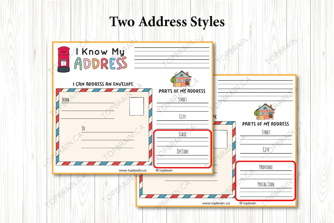 Kids Address Practice Educational Activity Printable - Etsy Canada