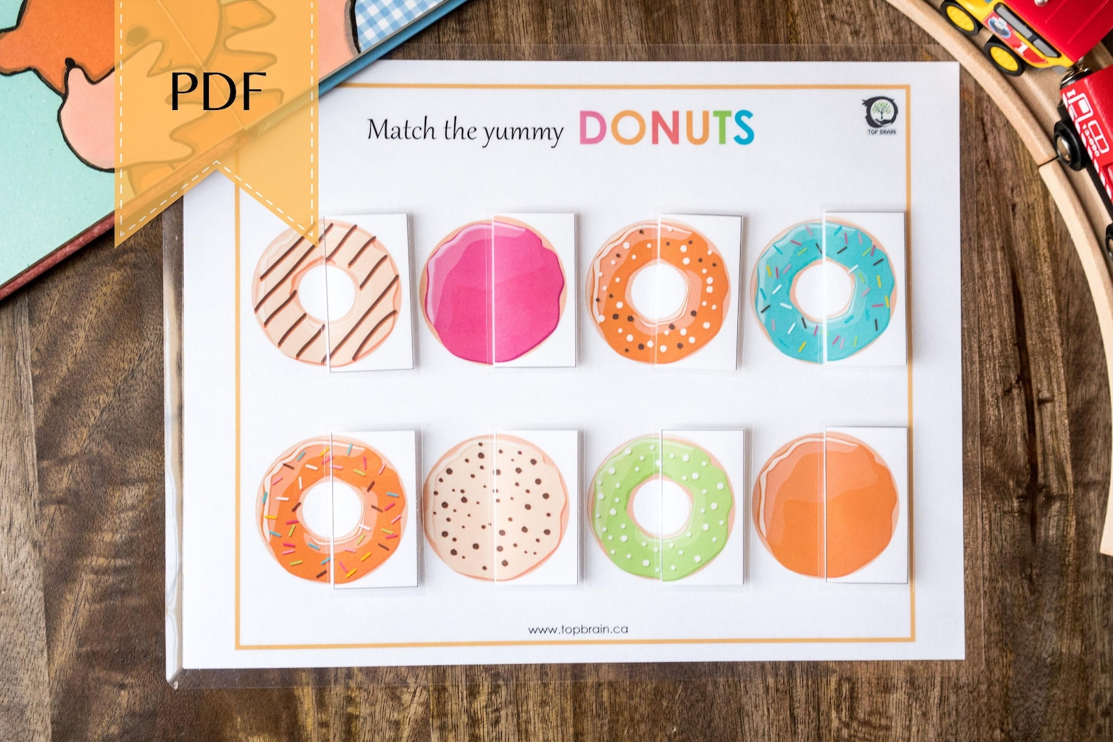 Donut Pattern Match Busy Book Printable, Toddler Busy Binder, Preschool ...