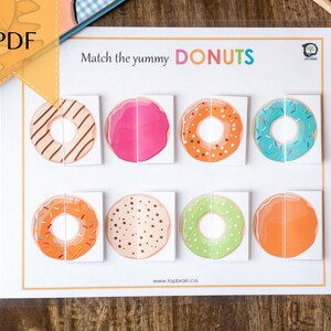 Donut Pattern Match Busy Book Printable, Toddler Busy Binder, Preschool ...