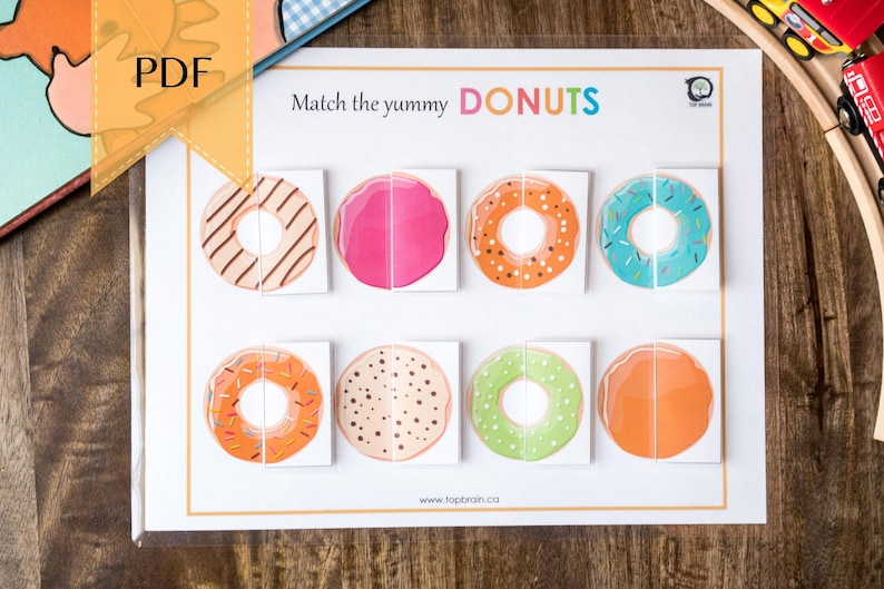 Donut Pattern Match Busy Book Printable, Toddler Busy Binder, Preschool ...