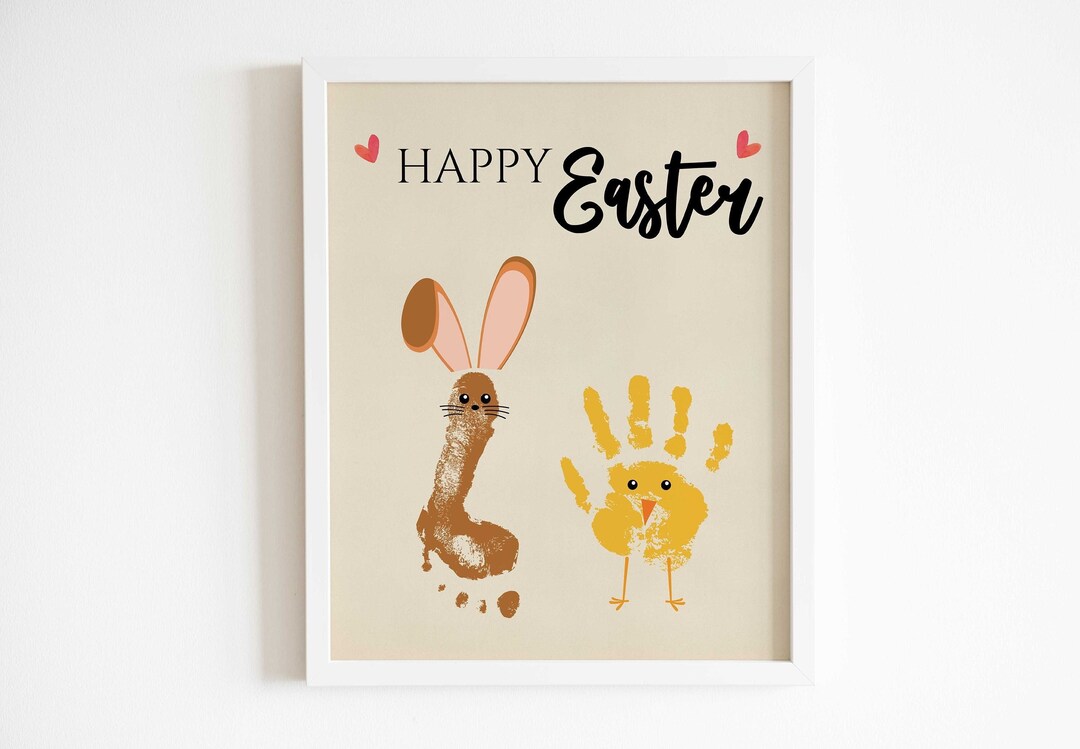 Bunny Chick Easter Handprint Footprint Art Craft, Easter Gift, DIY Baby ...