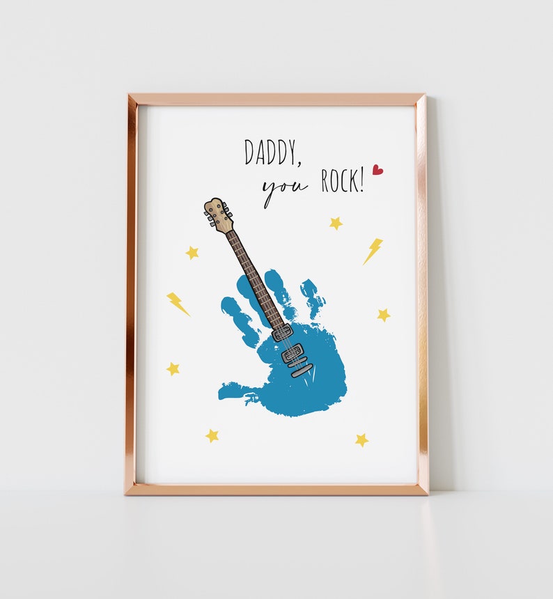 Handprint Art Craft for Kids Daddy You Rock Father's Day - Etsy