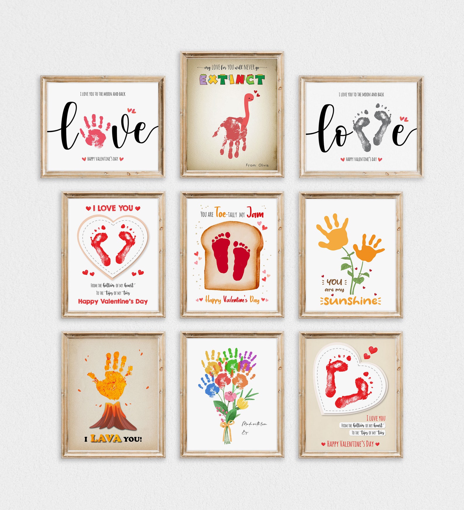 Valentine's Day Handprint Footprint Art Craft Set of 9 - Etsy