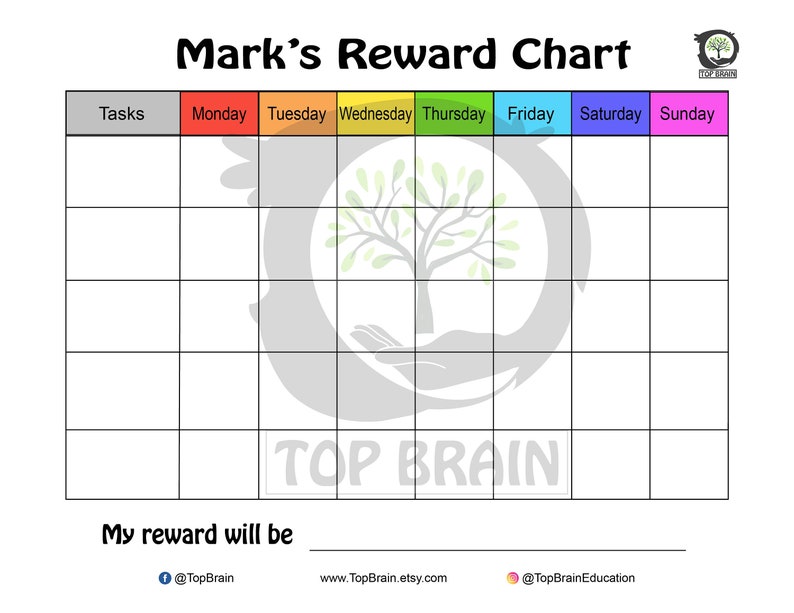 Kids Reward Chart Child Responsibility Chart Behavior Chart - Etsy