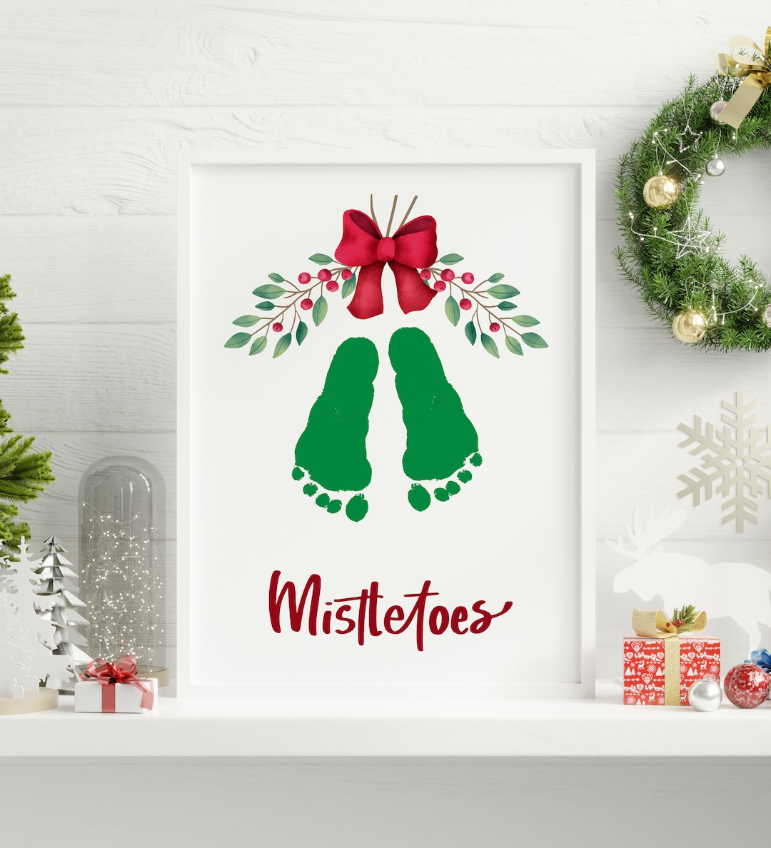 Mistletoe Christmas Footprint Art Craft, Holiday Craft, School Activity ...