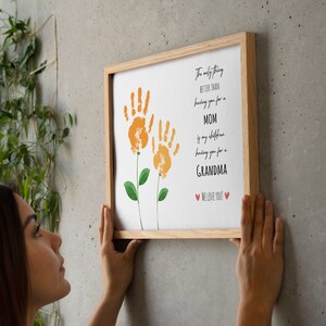 Flower Handprint for Grandma, Love Keepsake Floral Bouquet Mom Mother ...