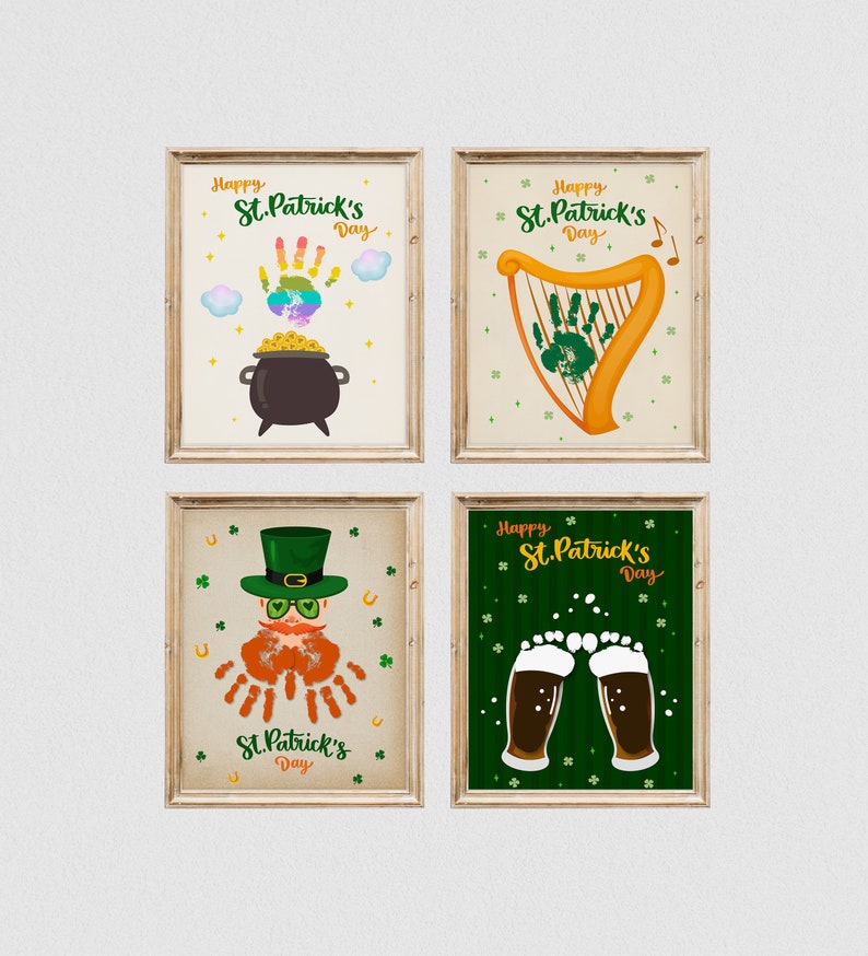 St. Patrick's Day Handprint & Footprint Art for Kids Set of 8 Downloads ...