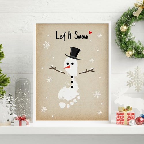 Footprint Art Snowman Christmas Craft for Kids for Baby - Etsy