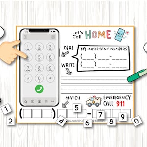 Kids Phone Number Practice Printable, Kids Life Skills Activity Game ...