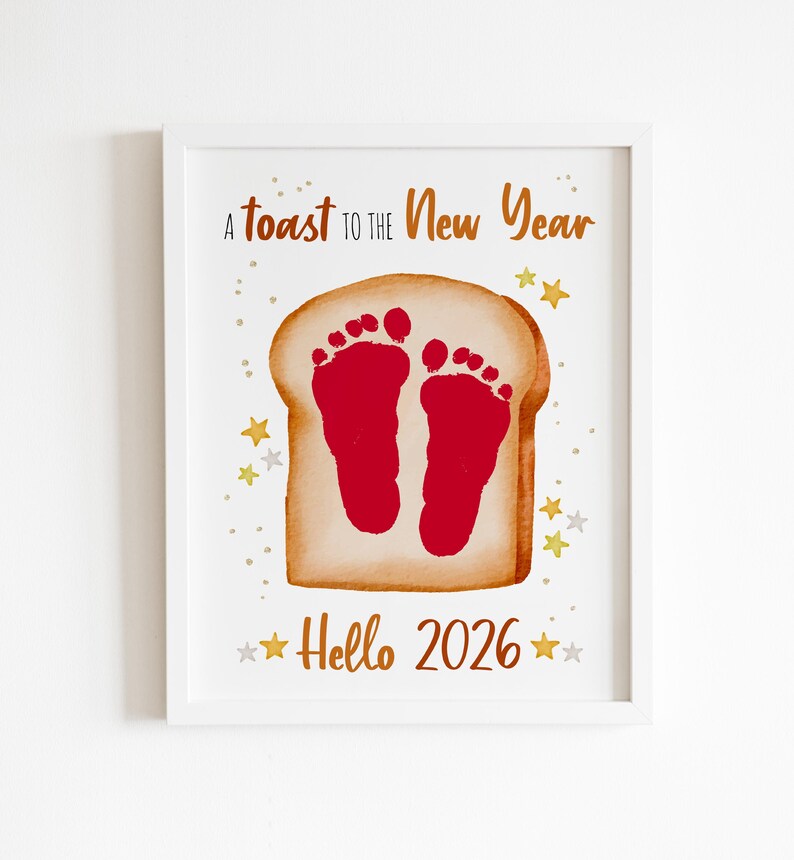 New Years 2026 Art Craft, Handprint Footprint Art, Toast to the New ...