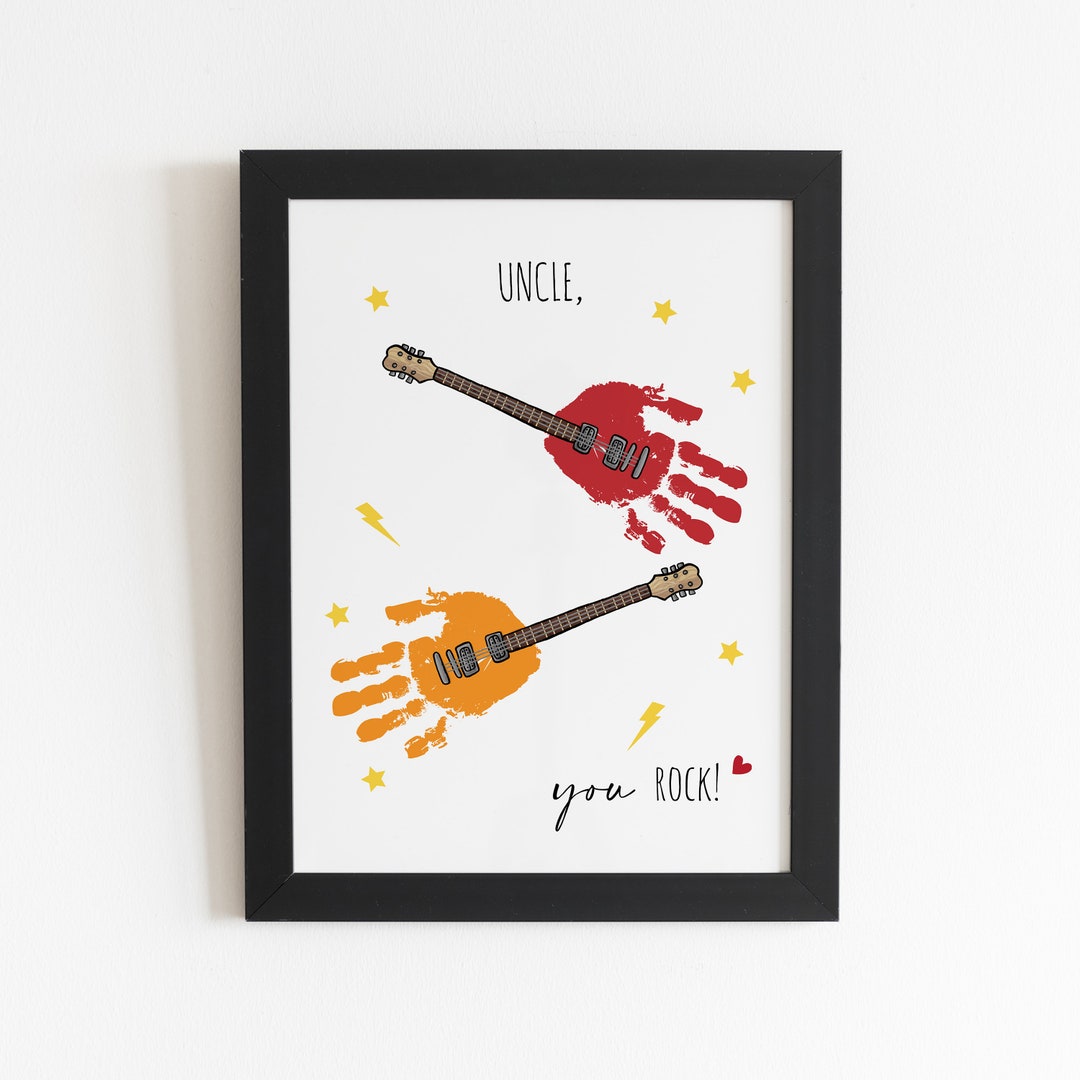 Handprint Art Craft for Kids, Uncle You Rock, Father's Day Birthday ...