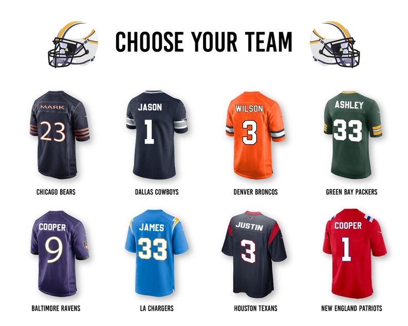 Personalized NFL Football Jersey Family Print Custom Fathers - Etsy