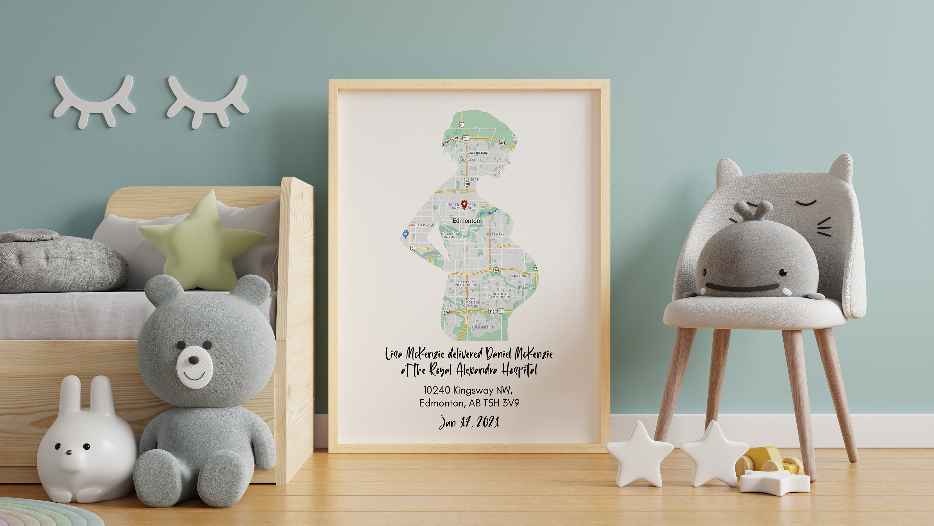 Customized Baby Birth Location Map Poster Kids Bedroom Map | Etsy