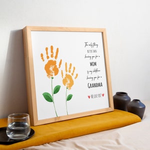 Flower Handprint for Grandma, Love Keepsake Floral Bouquet Mom Mother ...