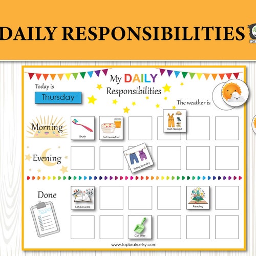 Kids Chore Cards Routine Flash Cards Daily Responsibilities - Etsy Canada