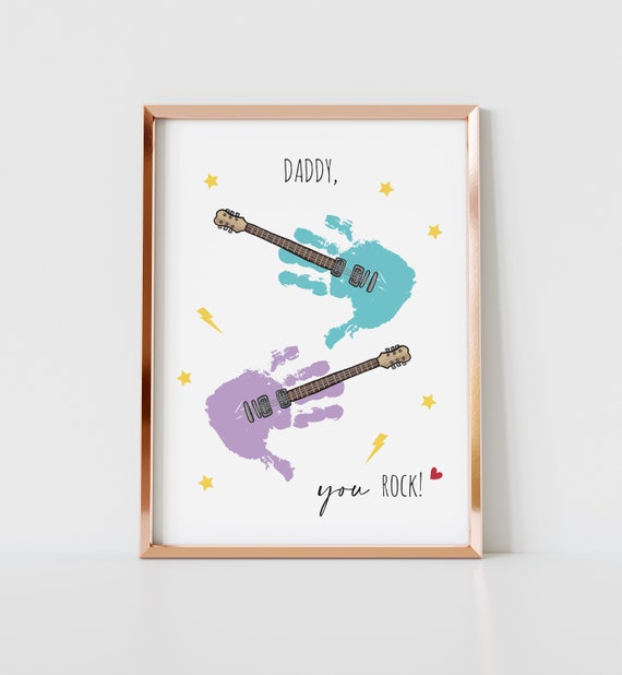 Handprint Art Craft for Kids Daddy You Rock Father's Day - Etsy