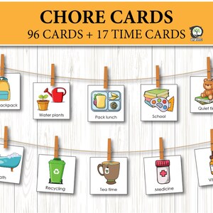 Kids Chore Cards, Routine Flash Cards, Daily Responsibilities ...