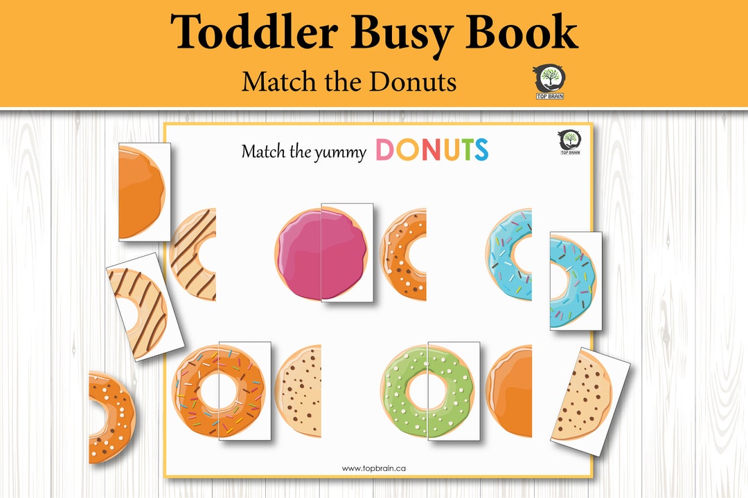 Donut Pattern Match Busy Book Printable, Toddler Busy Binder, Preschool ...