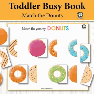 Donut Pattern Match Busy Book Printable, Toddler Busy Binder, Preschool ...