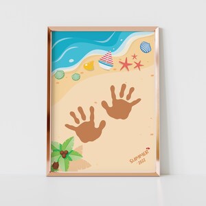 Summer Beach Handprint Footprint Art Craft Gift for Mom DIY - Etsy