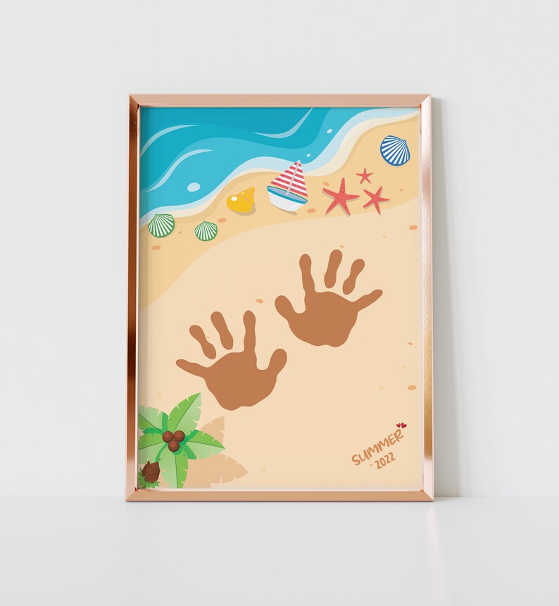 Summer Beach Handprint Footprint Art Craft Gift for Mom DIY - Etsy